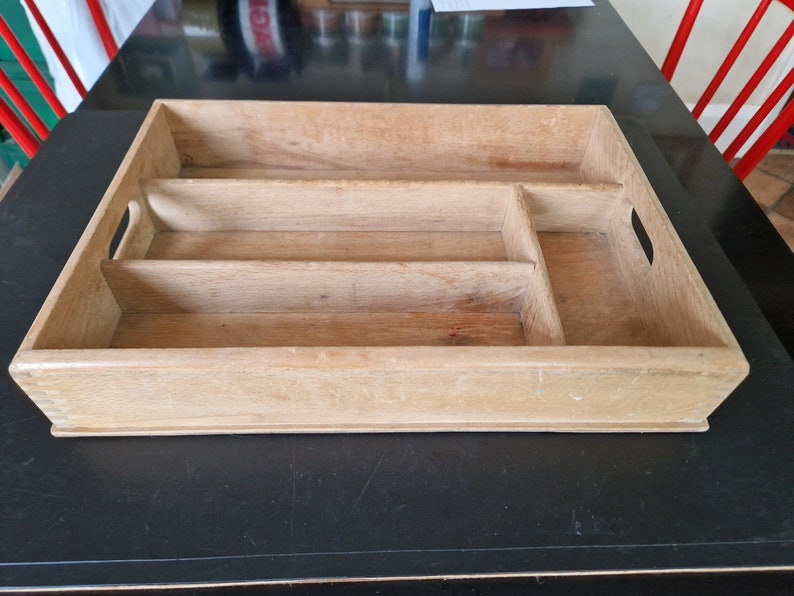 Vintage Wooden Cutlery Tray With Four Compartments - Etsy