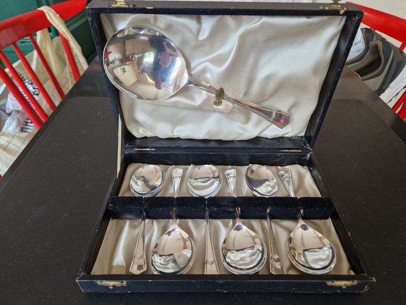 Vintage Boxed Set of Art Deco Style Fruit Spoons & Serving Spoon - Etsy