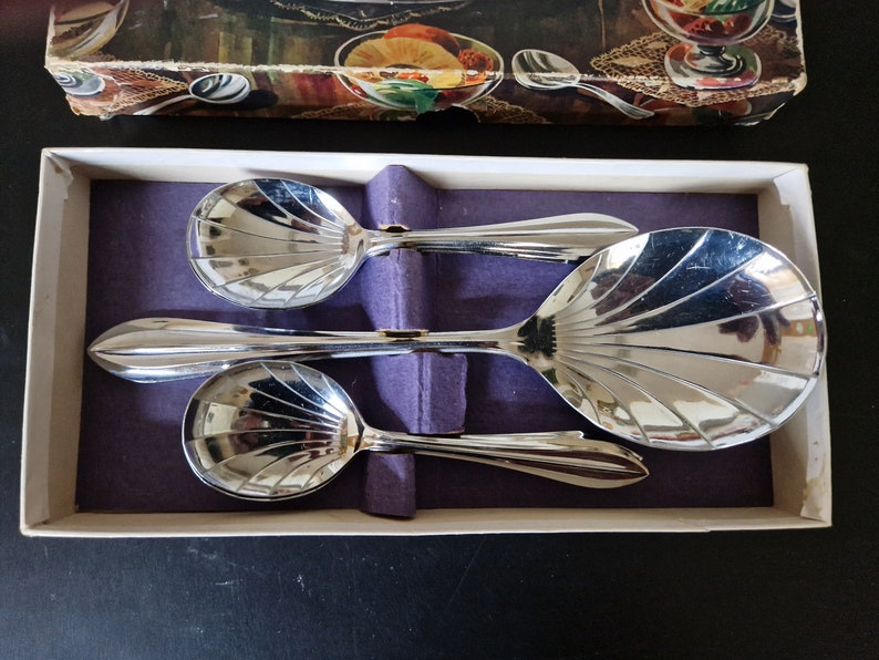 Vintage Boxed Set of EPNS Scalloped Fruit/ Dessert Spoons and - Etsy