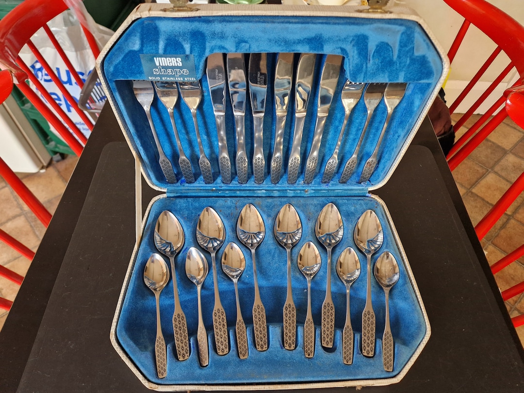 Vintage Viners Shape Pattern Canteen of Cutlery - 24 Pieces - Etsy