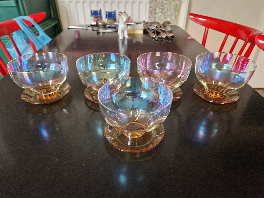 Vintage Amber and Vaseline Glass Sundae Dishes X 5 - Etsy