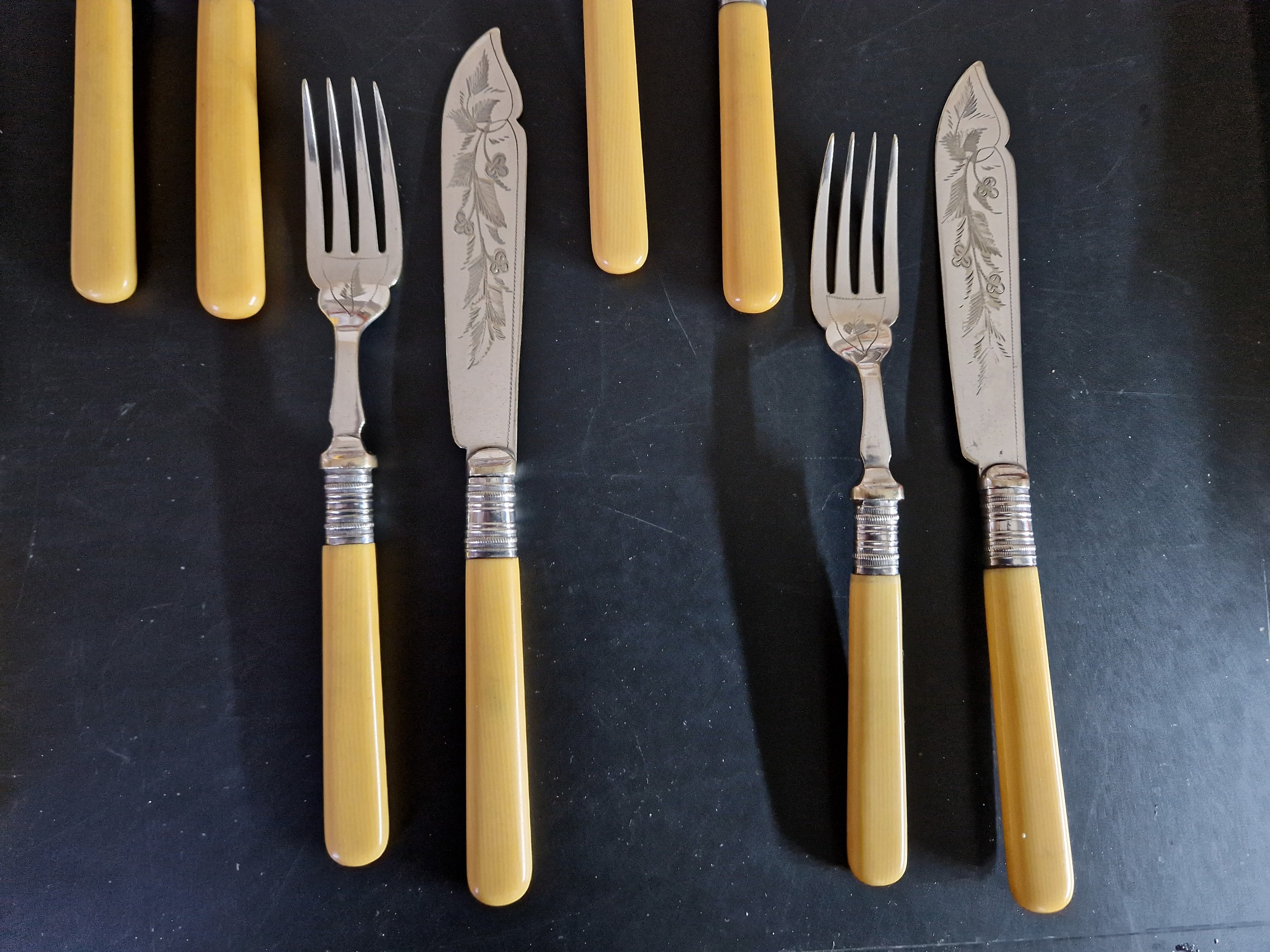 Vintage Set of EPNS Faux Bone Handled Fish Cutlery & Fish - Etsy