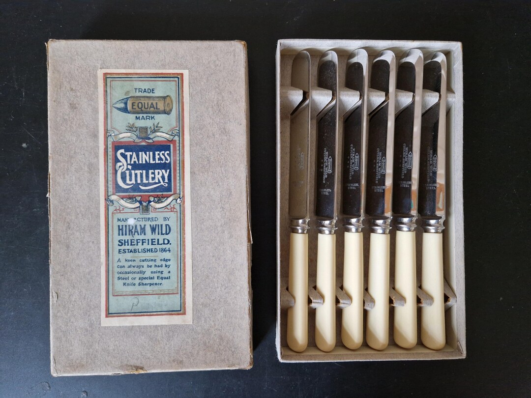 Vintage Boxed Set of Faux Bone Handled Knives X 6 - 8 Inches - Etsy