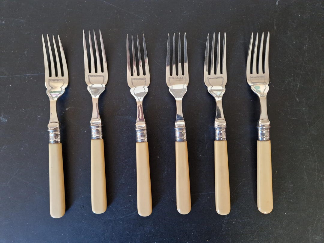 Vintage Set of EPNS Faux Bone Handled Forks X 6 7.5 Inches - Etsy