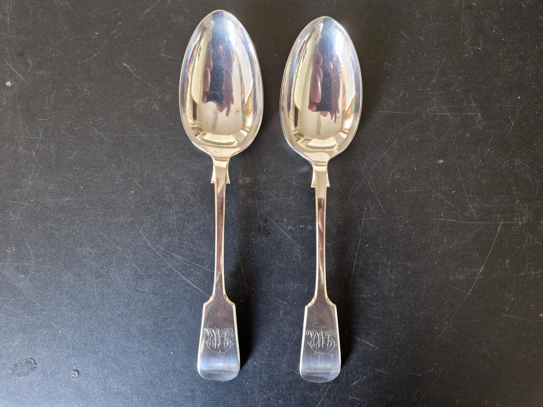 Vintage Pair of Old English Fiddle Back Pattern Serving Spoons - 8.5 ...