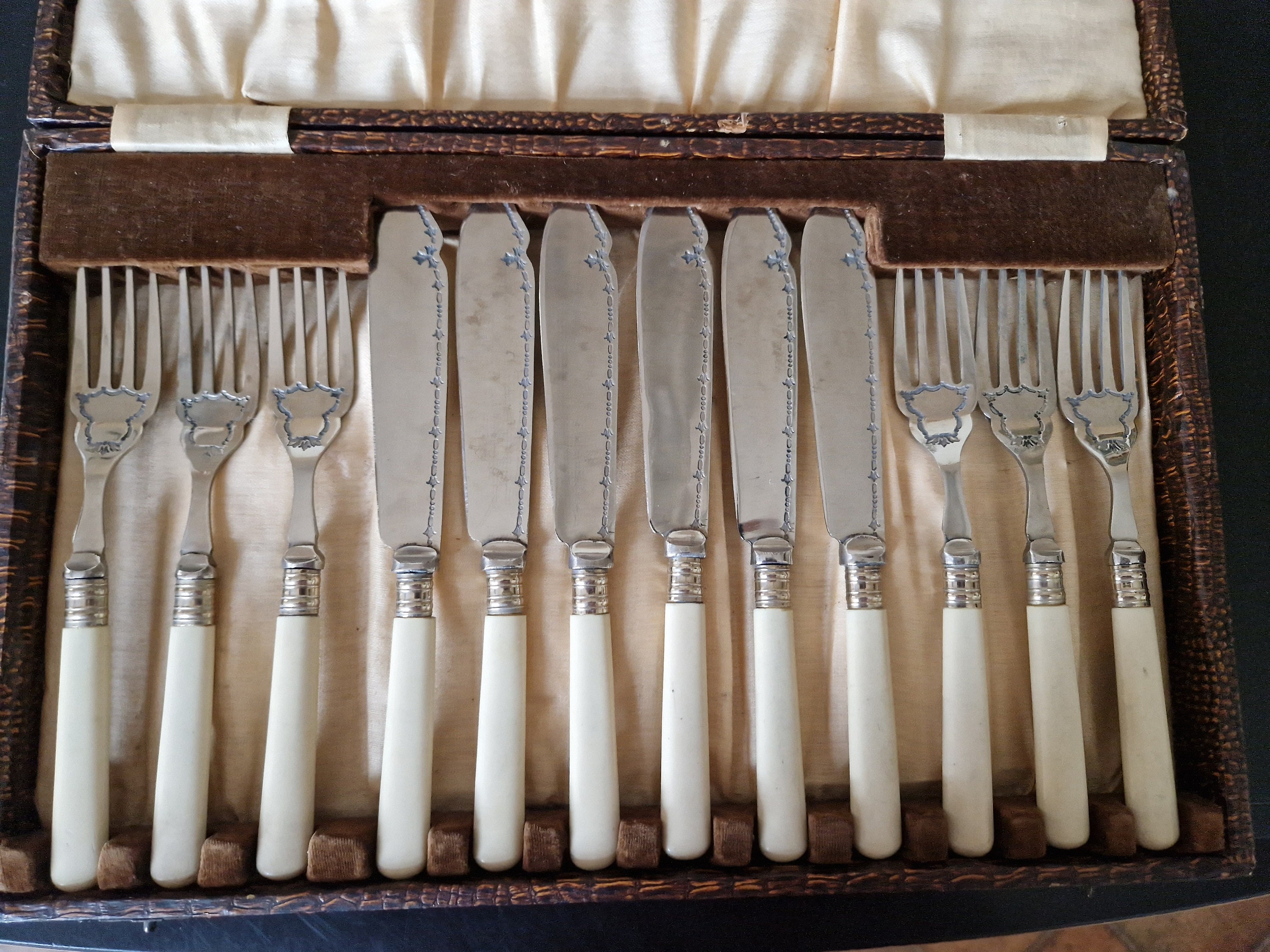 Vintage Boxed Set of Faux Bone Handled Fish Cutlery 12 Pieces - Etsy