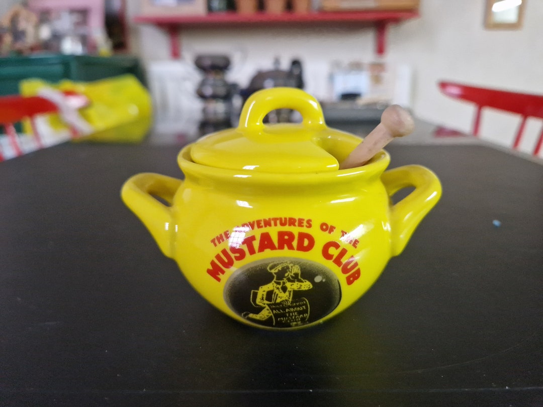 Vintage Colmans Mustard Pot - the Mustard Club With Wooden Spoon - Etsy