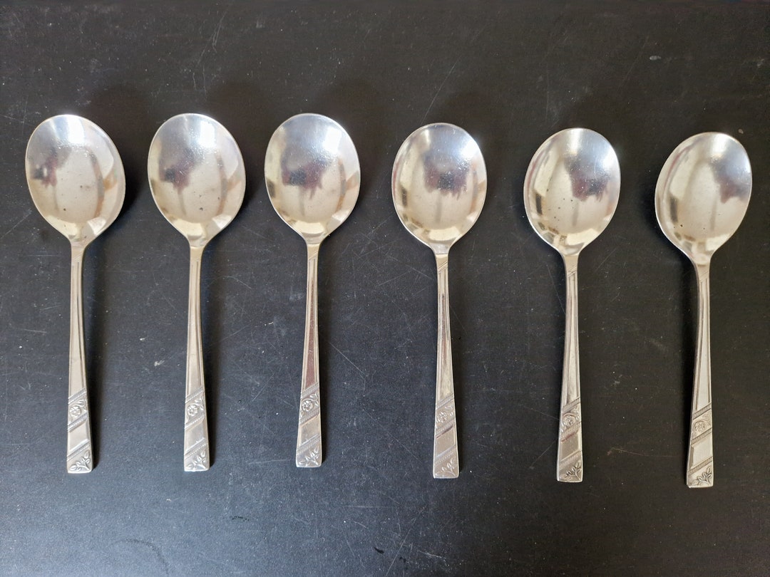 Vintage Set of Viners Silver Rose Soup Spoons X 6 - 7 Inches - Etsy