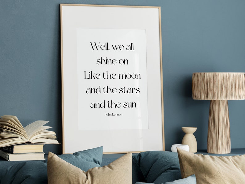 And We All Shine on John Lennon Print Song Lyrics Poster Printable Wall ...