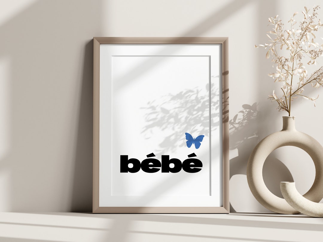 Bébé French Word Printable Artwork Typography Digital Download Blue ...