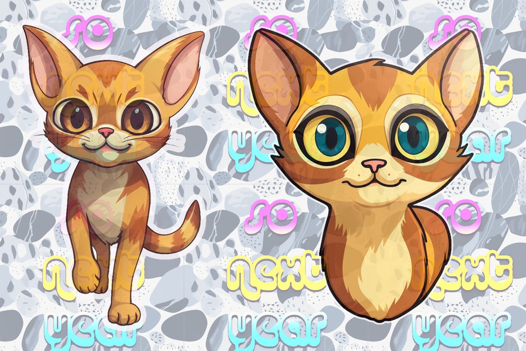 8 Abyssinian Style Cat Designs High Resolution PNG Files - Etsy