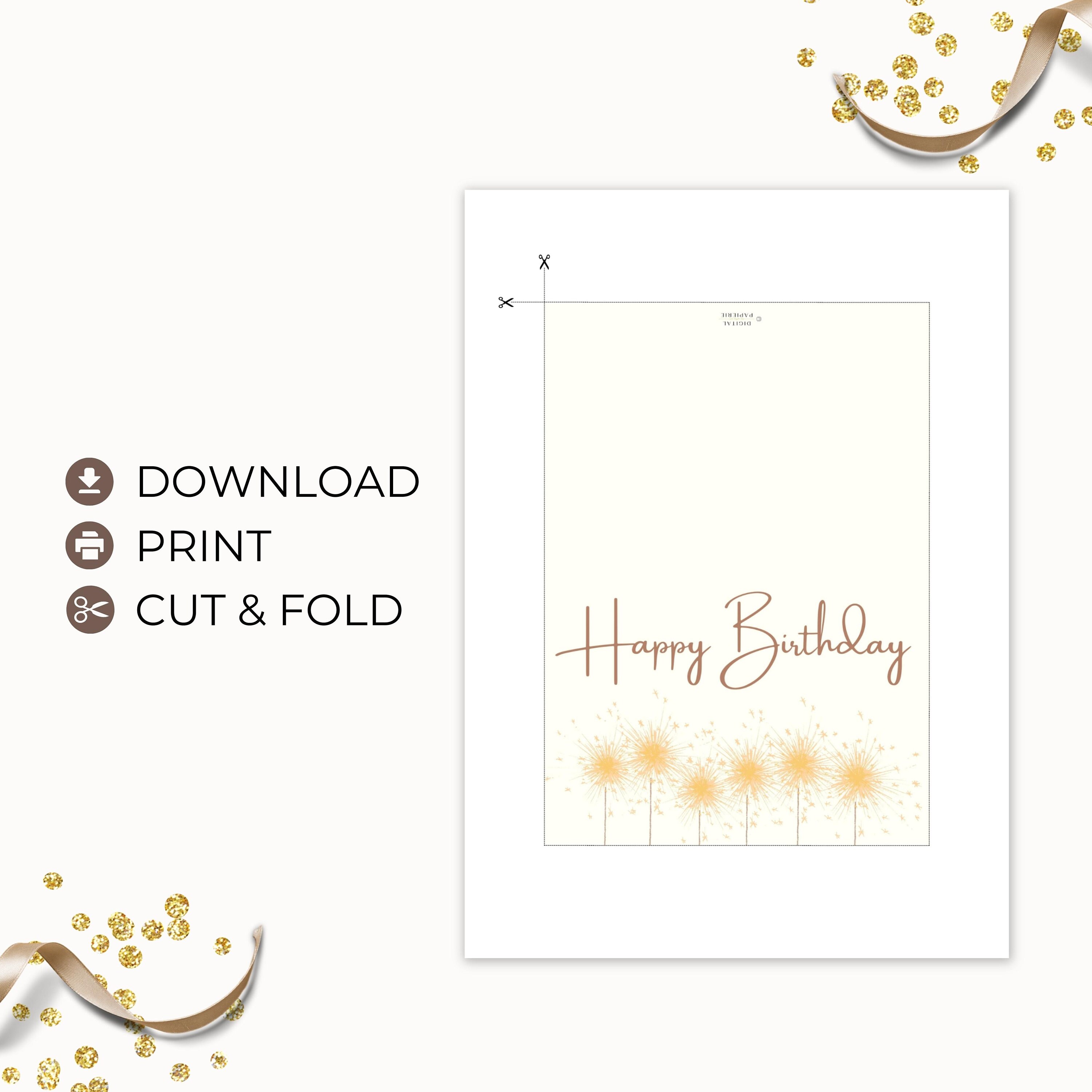 Printable Happy Birthday Card Sparklers, Digital Printable Elegant ...