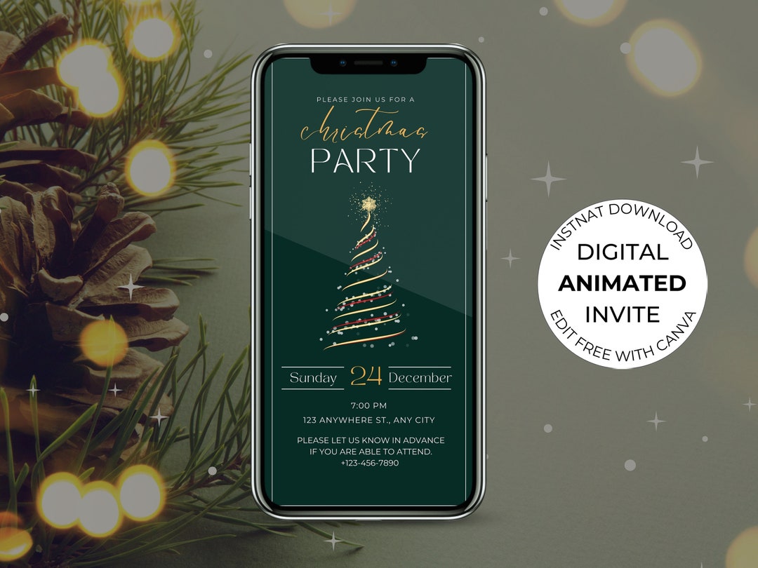 Animated Christmas Sparkle Party Invitation, Electronic Christmas ...