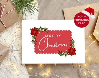 Printable Merry Christmas Card Instant Download Holiday Card - Etsy