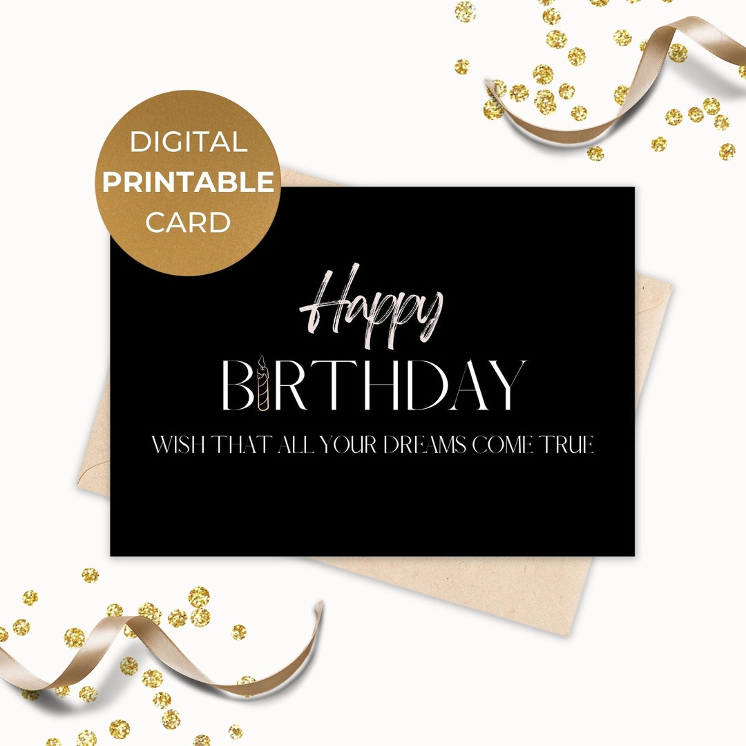 Printable Birthday Card Dark Minimalistic Candle - Etsy