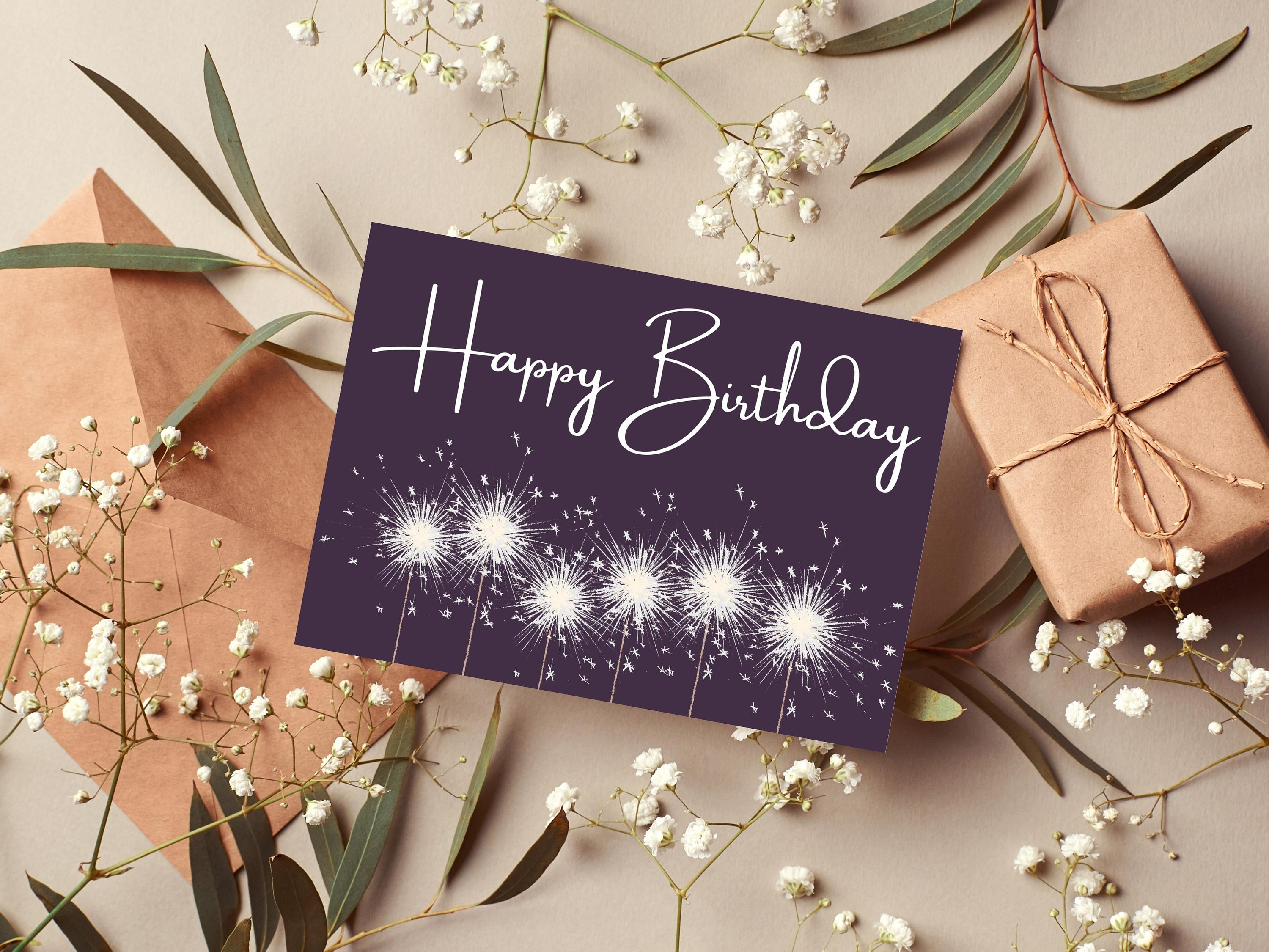 Digital Happy Birthday Card Sparklers Dark - Etsy