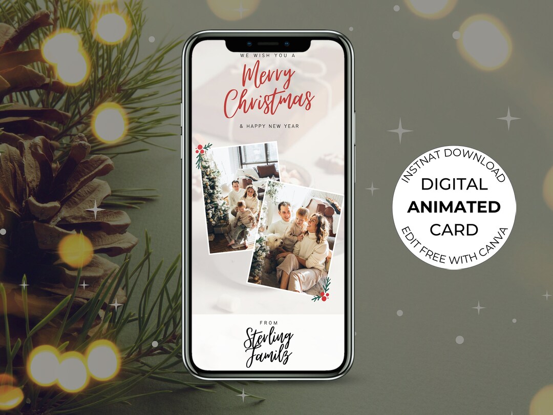 Digital Animated Merry Christmas Family Picture Card, Electronic Video ...