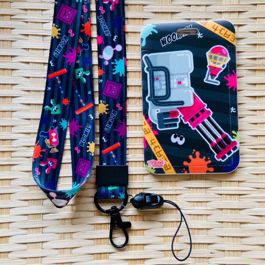 Hard Cover Card ID Badge Pass Case + Lanyard • Splatoon Heavy Splatling ...