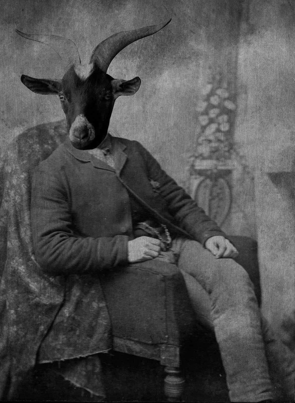Goat Head Man Old Photograph Portrait - Etsy