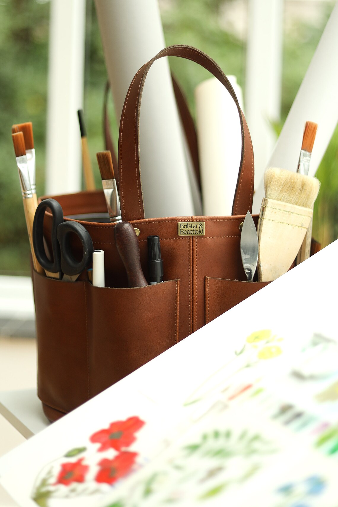 Handmade Leather Artist Tool Bucket: Painting & Pencil Storage - Etsy
