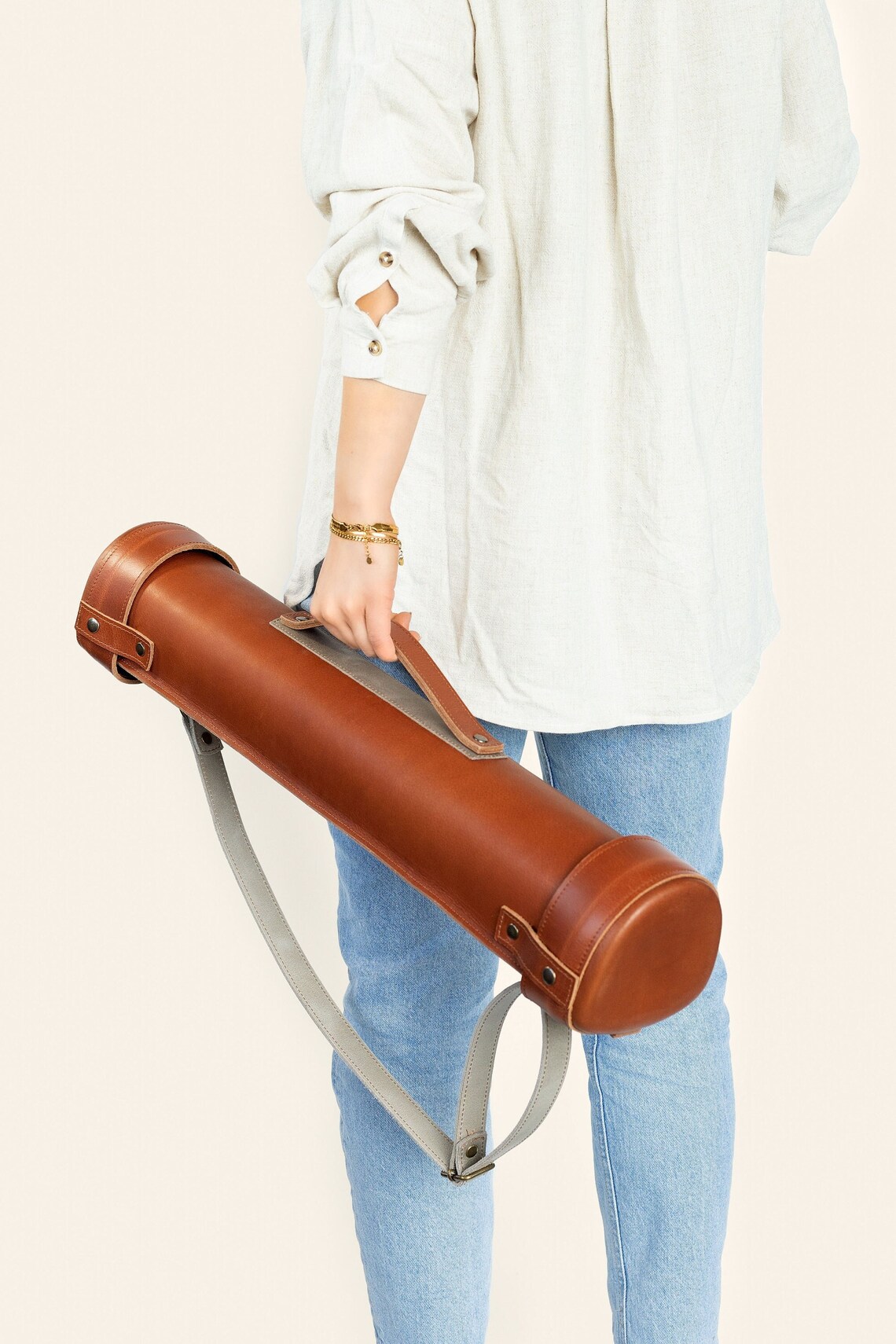 Leather Document Tube Case Art Portfolio Bag for Blueprints - Etsy