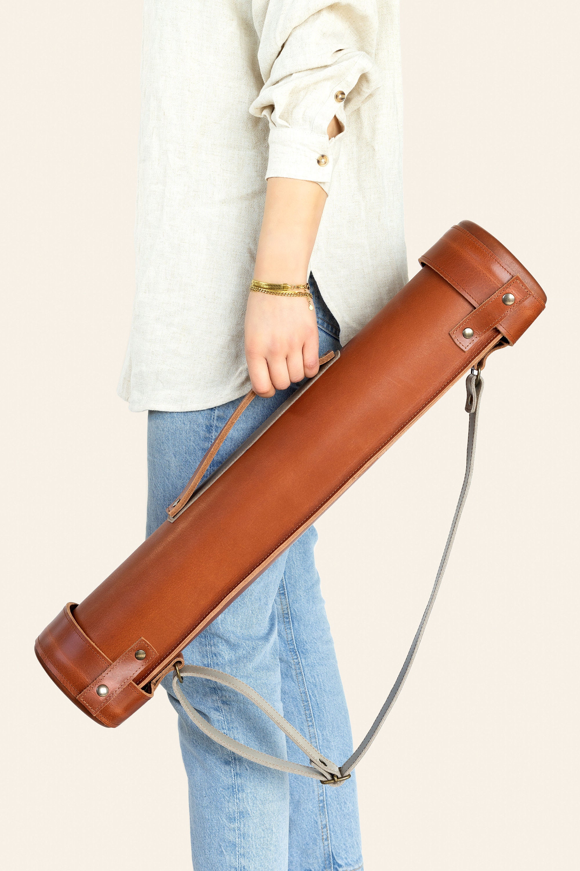 Leather Document Tube Case Art Portfolio Bag for Blueprints - Etsy