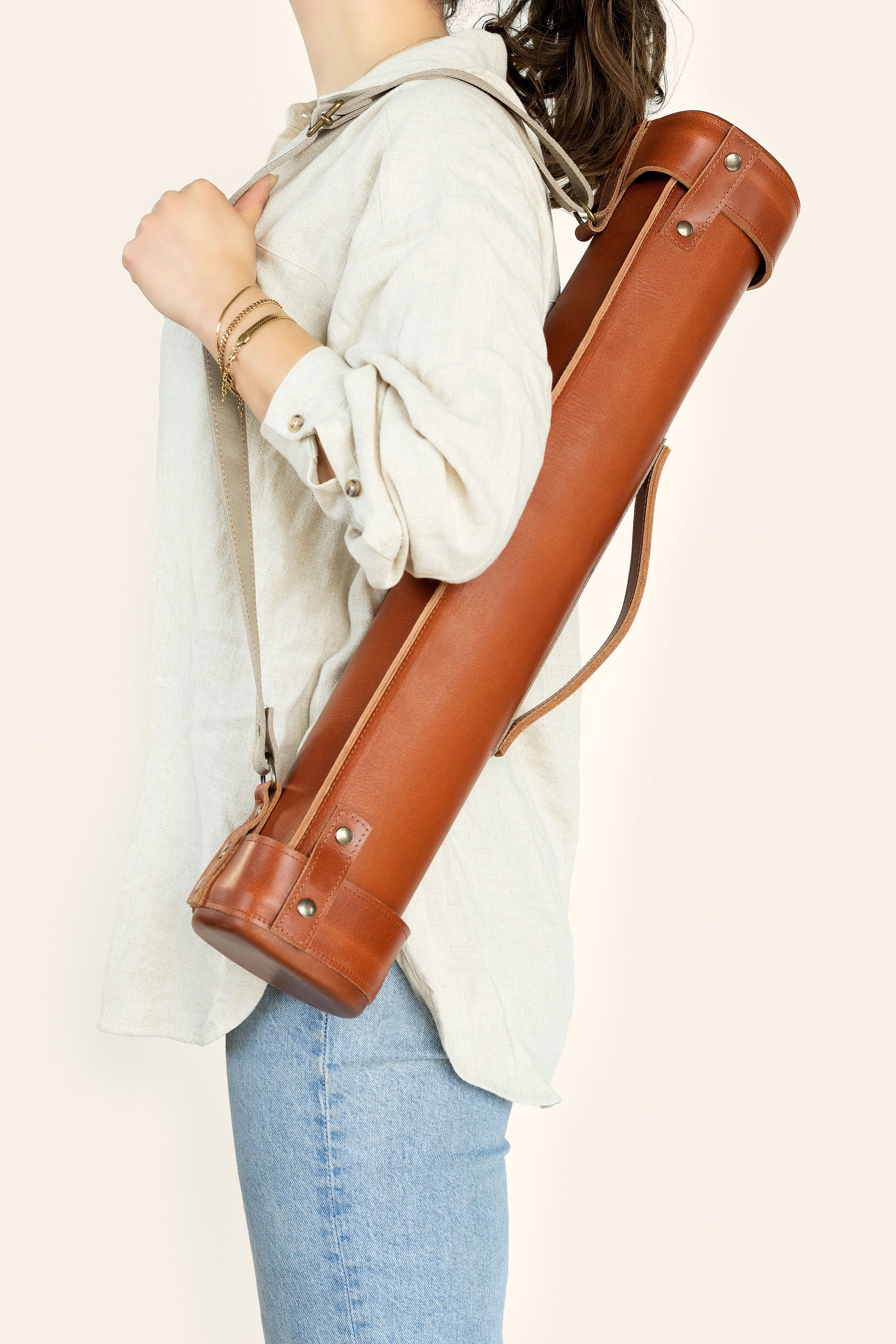 Leather Document Tube Case Art Portfolio Bag for Blueprints - Etsy