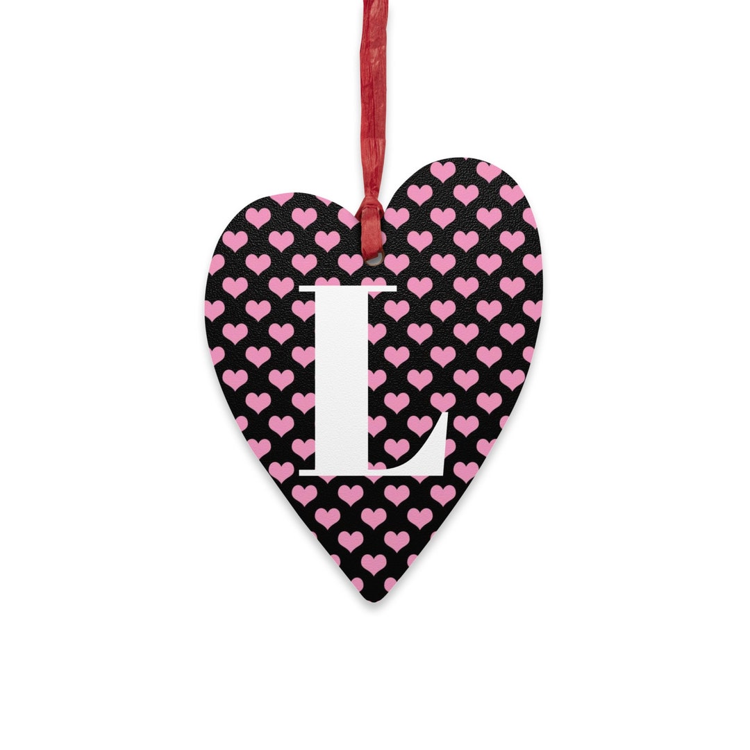 Personalized Initial Letter 'L' Heart Shape Wooden Ornament & Magnet - Etsy