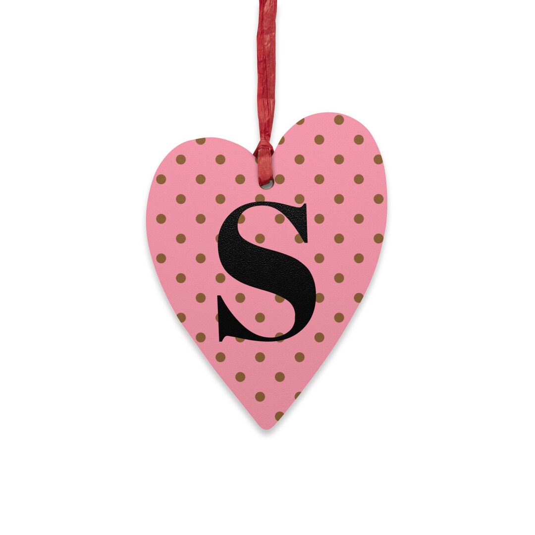Personalized Initial Letter 'S' Heart Shape Wooden Ornament & Magnet - Etsy