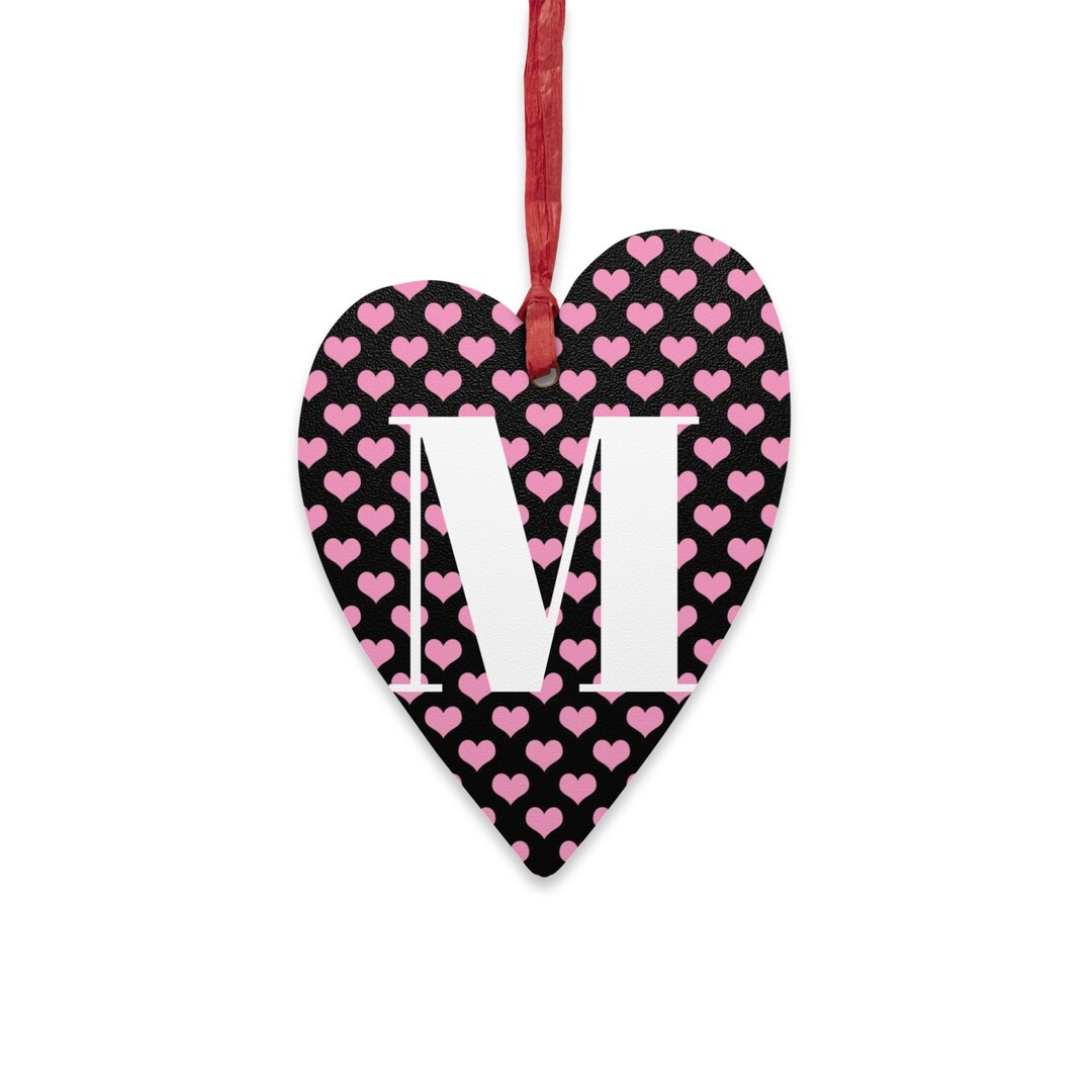 Personalized Initial Letter 'M' Heart Shape Wooden Ornament & Magnet - Etsy