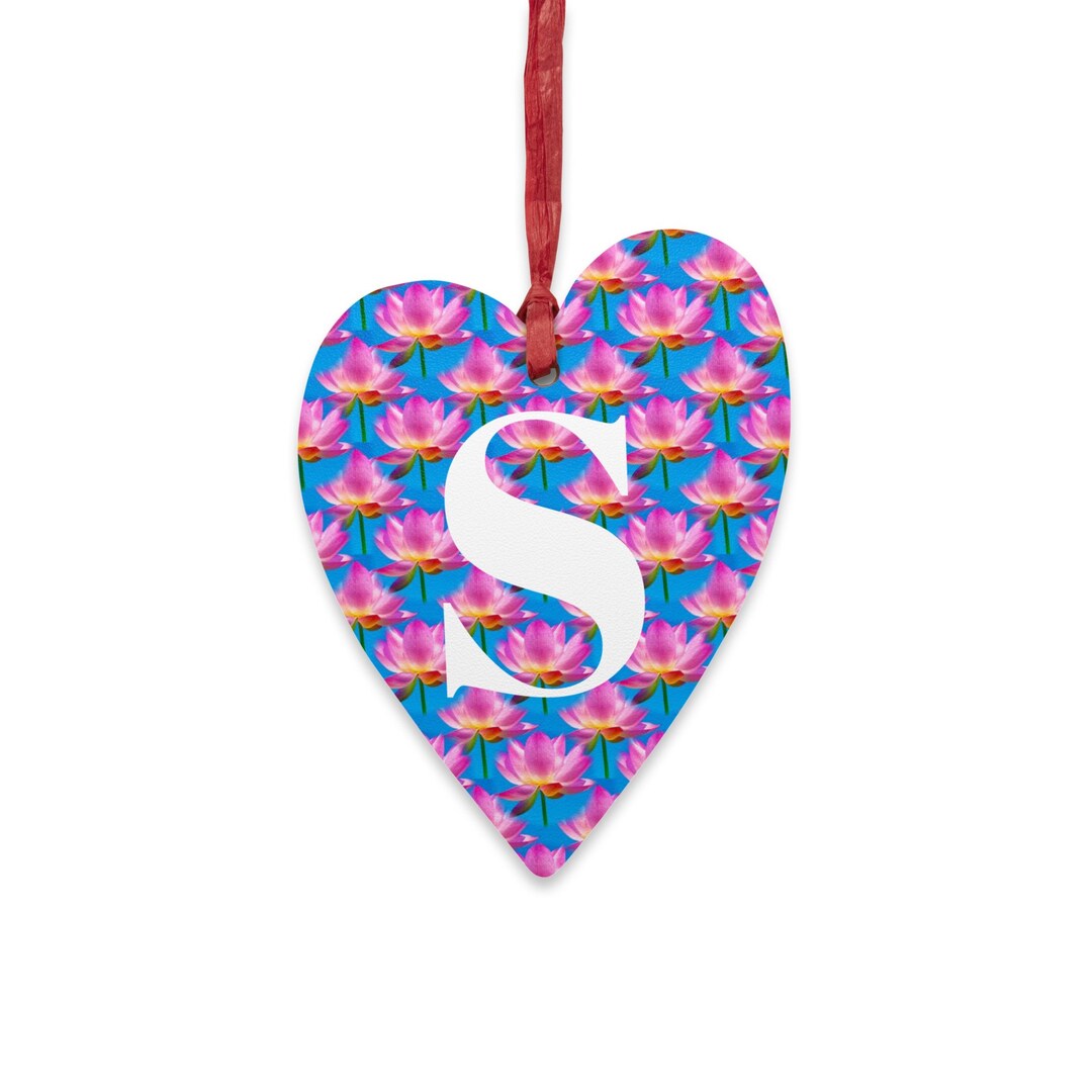 Personalized Initial Letter 'S' Heart Shape Wooden Ornament & Magnet - Etsy