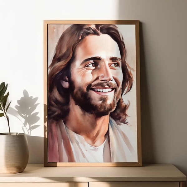 Smiling Jesus Print - Etsy
