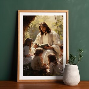 Jesus Teaching Kids Wall Art | Printable Christian Art | Jesus Print ...
