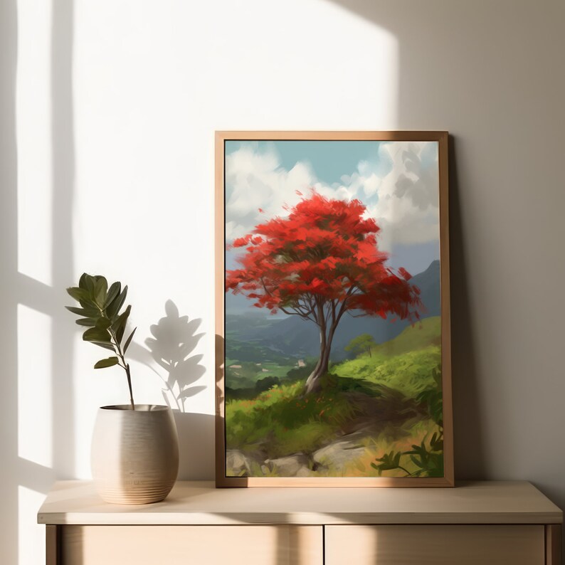Flamboyant Tree Painting | Puerto Rico Art | Digital Download | Puerto ...