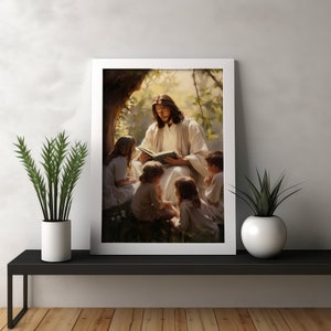 Jesus Teaching Kids Wall Art | Printable Christian Art | Jesus Print ...