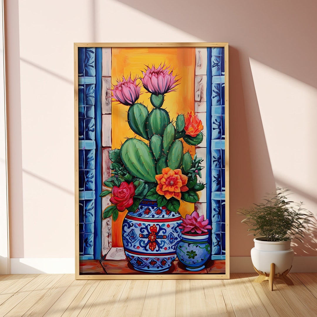 Floral Cactus Mexican Art Print, Digital Download Print, Mexico ...