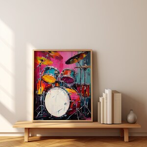 Colorful Drum Kit Art Print, Digital Download Print, Drum Kit Printable ...