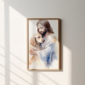 Jesus Art | Jesus With A Dog | Jesus Print | Jesus Poster | Jesus ...