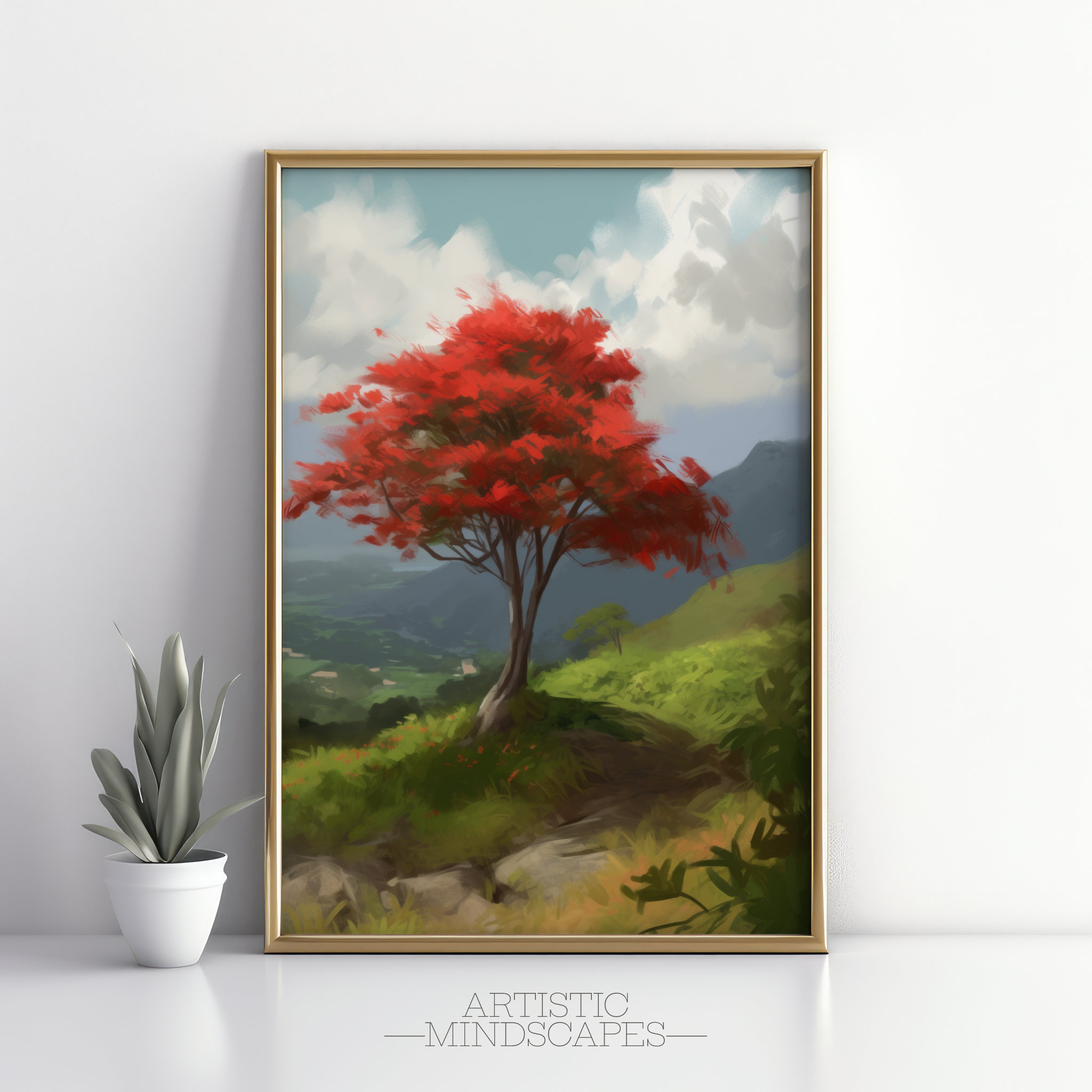 Flamboyant Tree Painting | Puerto Rico Art | Digital Download | Puerto ...