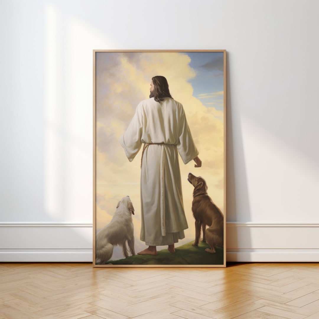 Jesus Loves Dogs, Modern Christian Art, Jesus Art Print, Jesus Portrait ...
