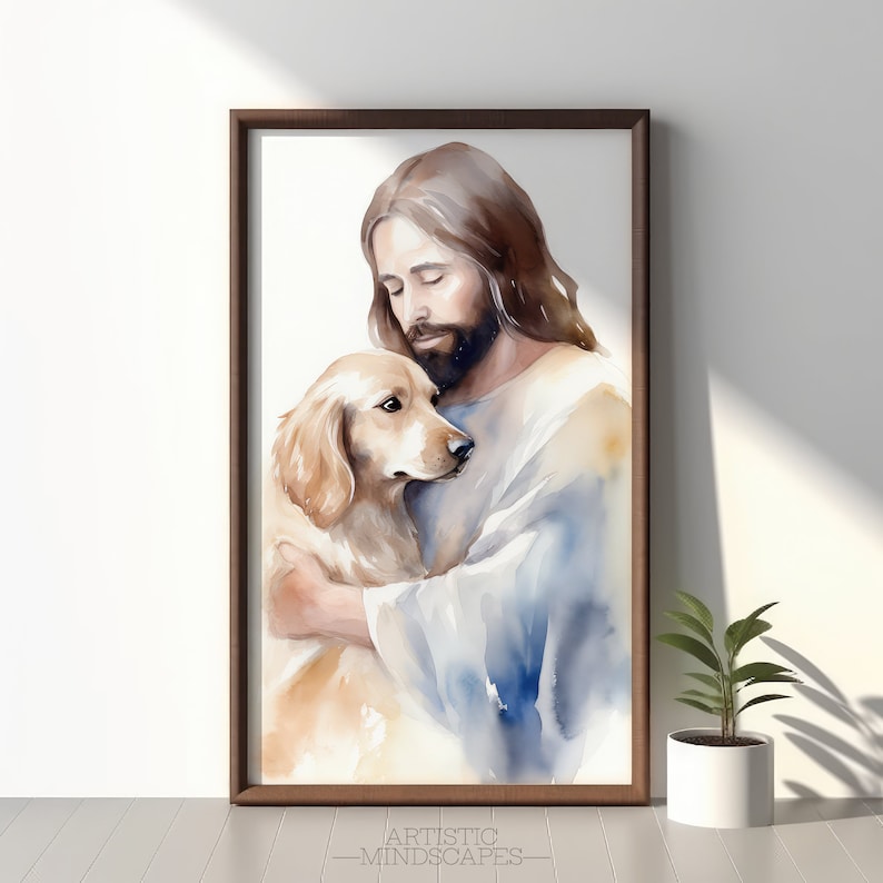 Jesus Art | Jesus With A Dog | Jesus Print | Jesus Poster | Jesus ...