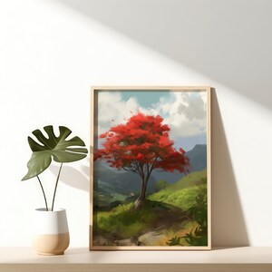 Flamboyant Tree Painting | Puerto Rico Art | Digital Download | Puerto ...