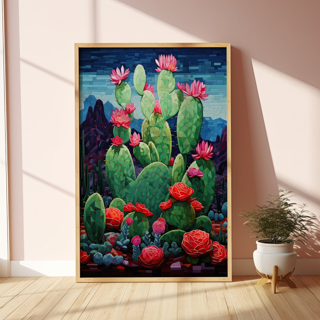 Floral Mexican Cactus Art Print, Digital Download Print, Mexico ...