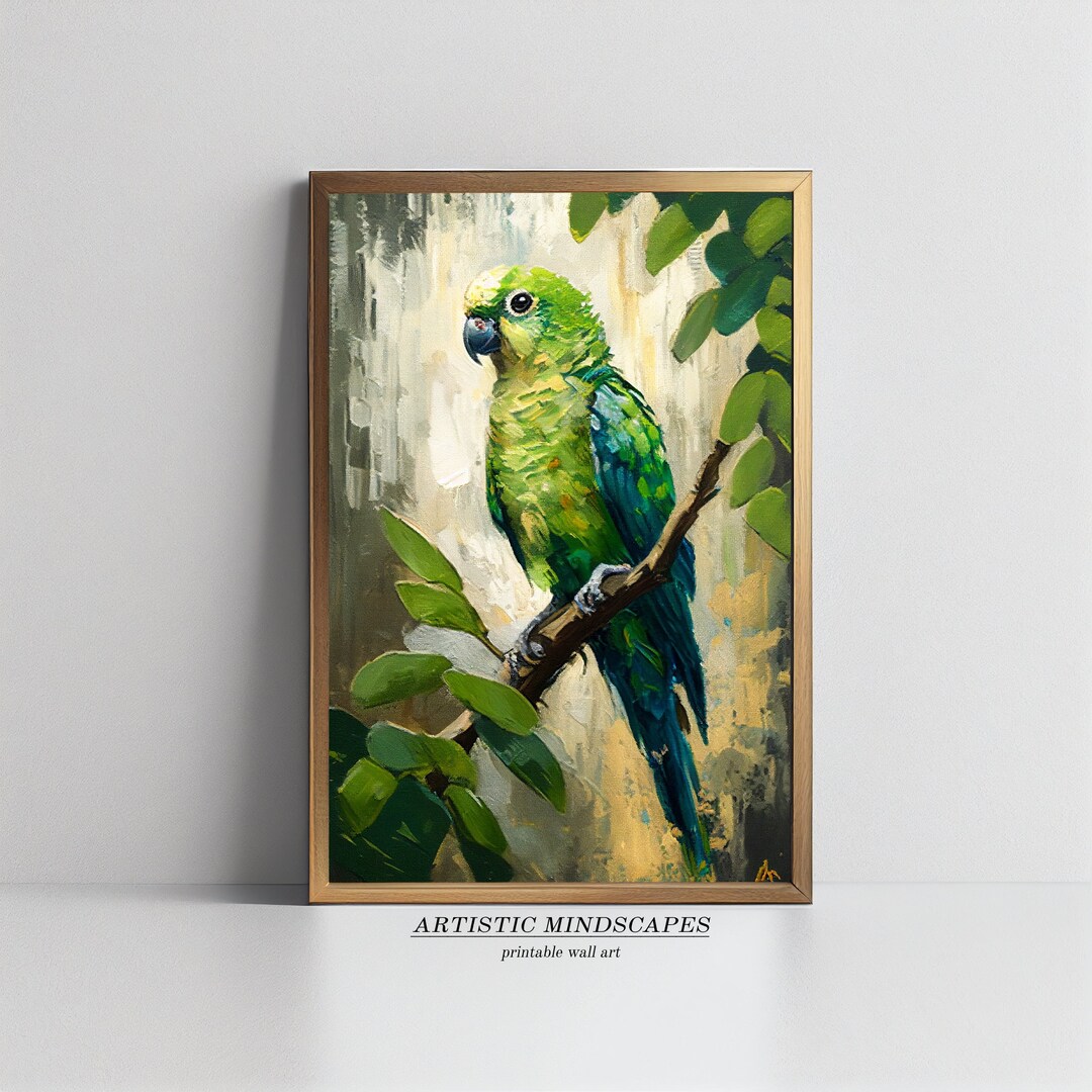 Puerto Rico Printable Wall Art | Puerto Rican Parrot Oil Painting ...