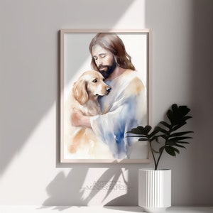 Jesus Art | Jesus With A Dog | Jesus Print | Jesus Poster | Jesus ...