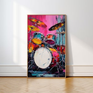 Colorful Drum Kit Art Print, Digital Download Print, Drum Kit Printable ...