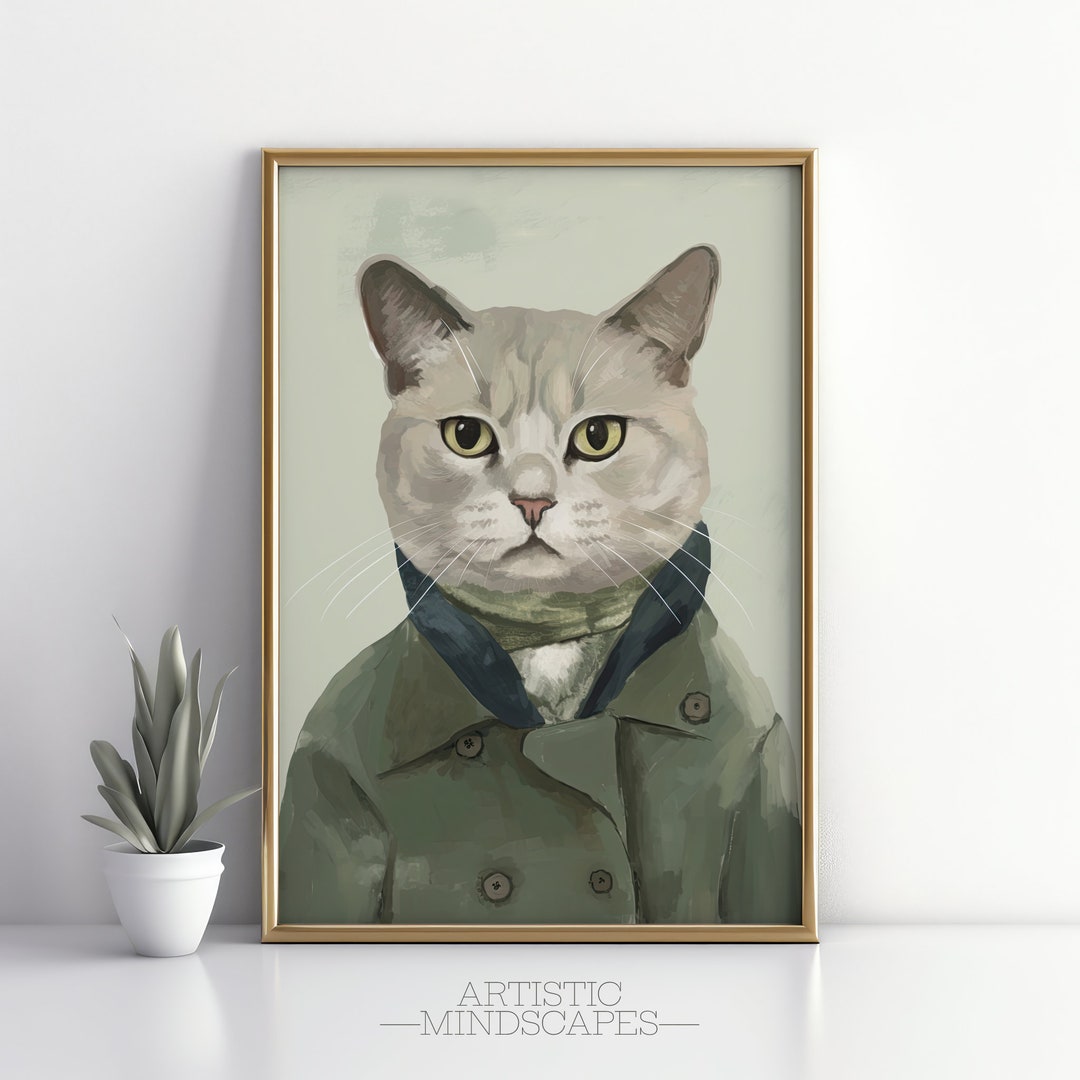 Lustige Katze Kunstdruck Druckbare Wandkunst Katze Poster Katzen ...
