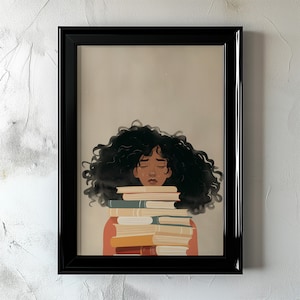 Black Woman Books Wall Art, Black Girl Decor, Books Printable Art ...