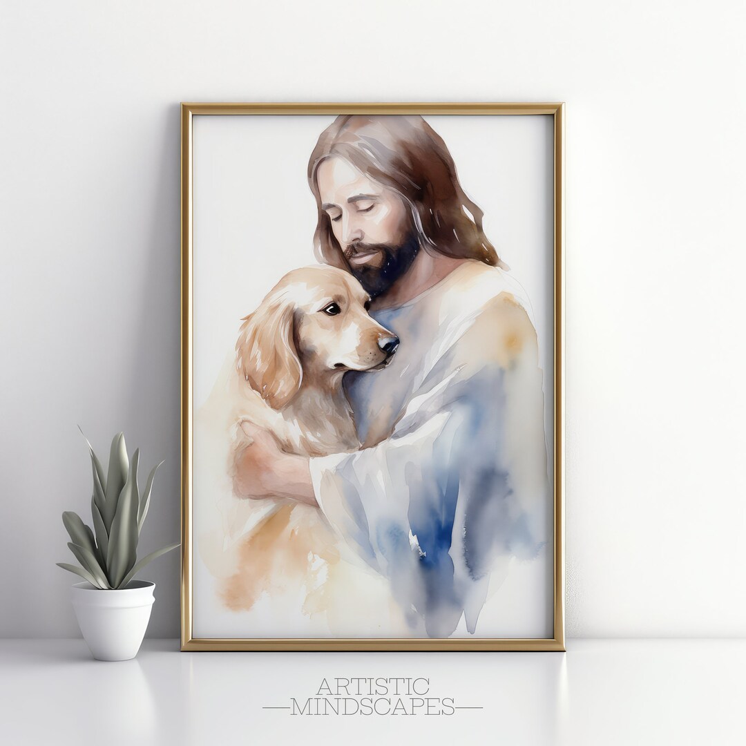Jesus Art | Jesus With A Dog | Jesus Print | Jesus Poster | Jesus ...