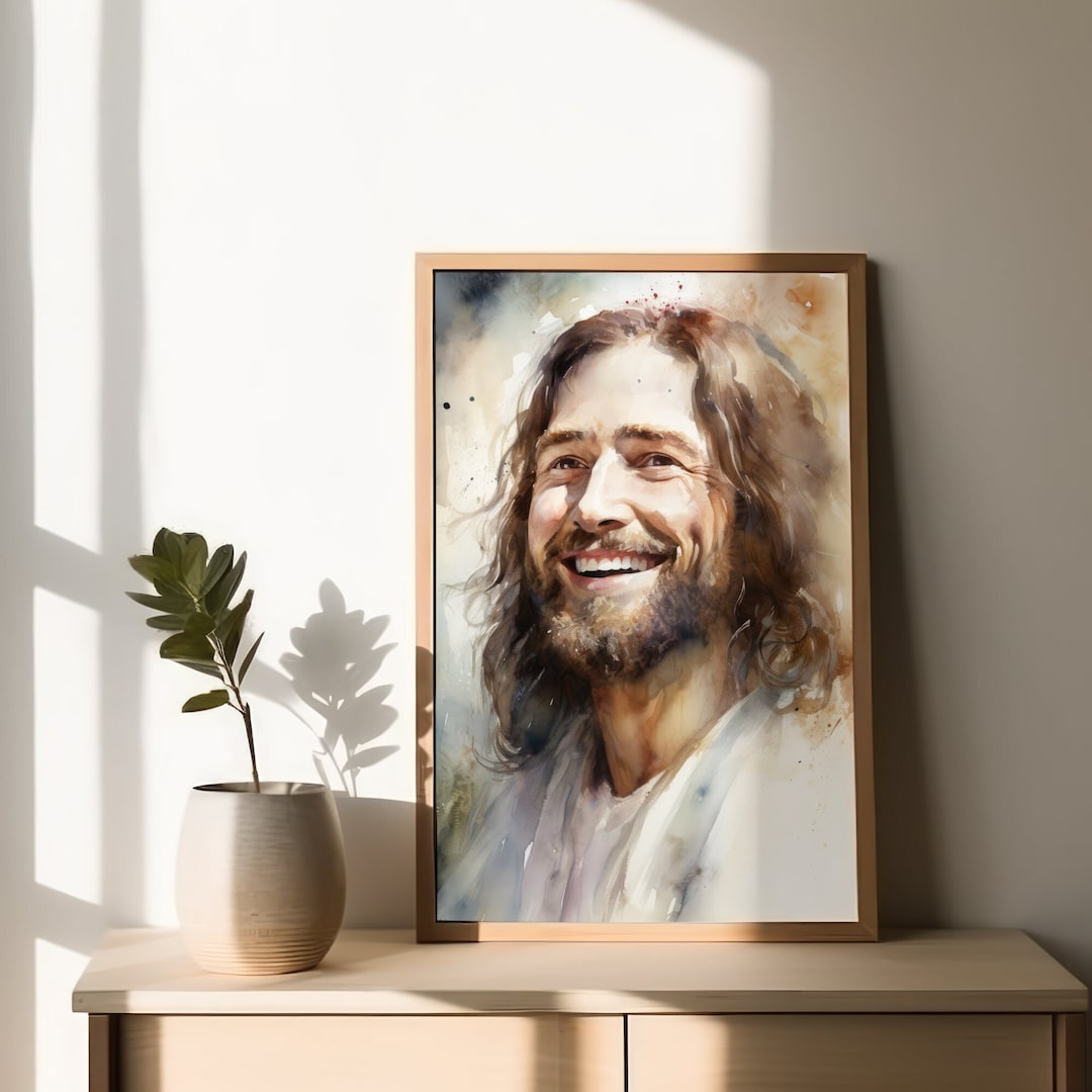 Jesus Art | Smiling Christ | Digital Download | Christ Portrait ...